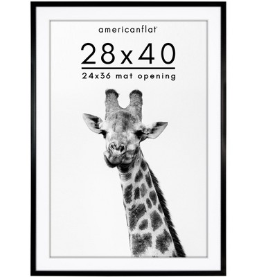 Americanflat Poster Frame 28x40 Inches With 24x36 Mat - Black Wooden ...