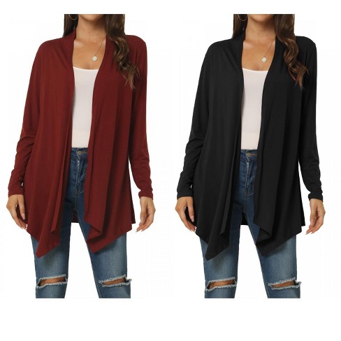 Inspire Chic Women's Spring Fall Draped Open Front Casual Long Sleeve ...