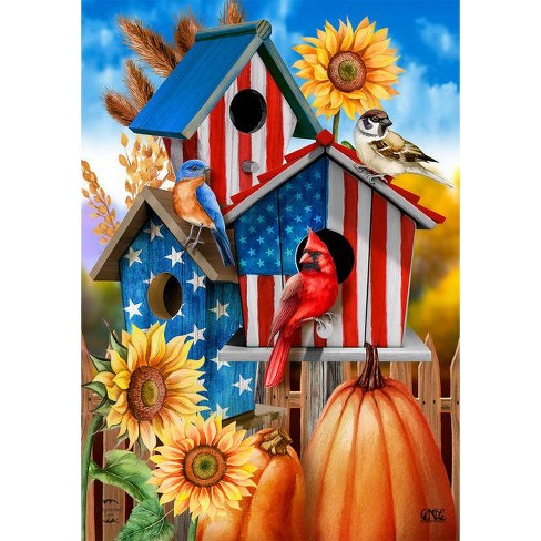 Briarwood Lane American Fall Birdhouses Garden Flag Patriotic Autumn ...