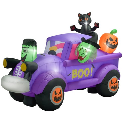 Outsunny 5ft Witch Driving Halloween Inflatable Truck, Halloween ...