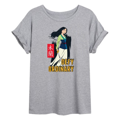 Women's Disney Defy Ordinary Oversized Graphic T-shirt - Heather Grey ...