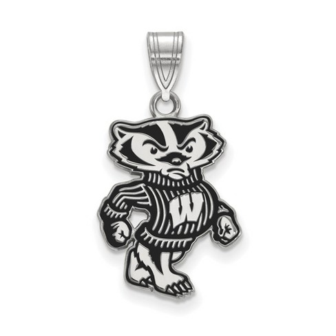 Black Bow Jewelry Sterling Silver Wisconsin Badgers Ncaa Large Pendant ...
