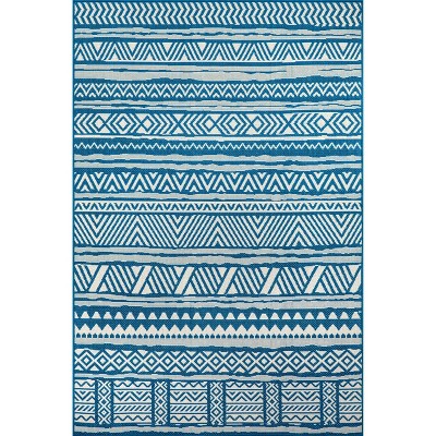 Nuloom 8'x10' Abbey Geometric Striped Indoor/outdoor Area Rug Teal Blue ...