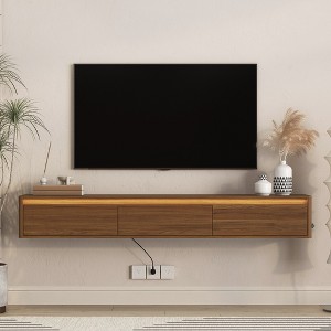 Floating TV Stand with Built-in Power Outlet (3 Plugs, 2 USB) and LED ...