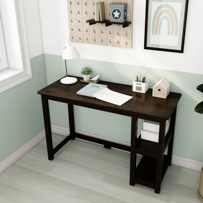 Max & Lily Solid Wood Desk With Shelves, 47", Espresso : Target