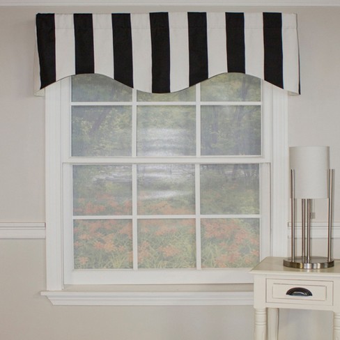 Cabana Stripe Design 3" Rod Pocket Valance 50" X 17" Black By Rlf Home ...