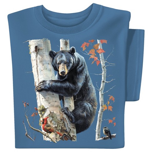 Collections Etc Climbing Bear & Cardinal On Birch Tree Short Sleeve ...