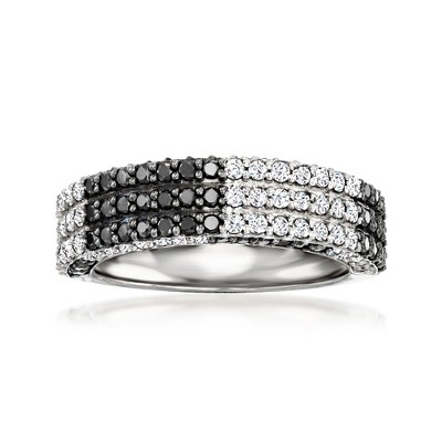 Ross-Simons 1.00 ct. t.w. White and Black Diamond Checkered Ring in ...