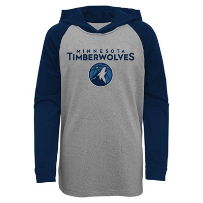 Nba Minnesota Timberwolves Youth Gray Long Sleeve Light Weight Hooded ...