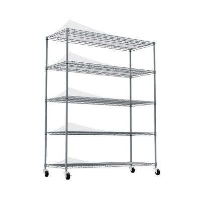5 Tier Storage Rack Metal Shelf Wire Shelving Unit, Heavy Duty ...