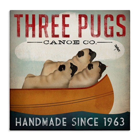Stupell Industries Vintage Three Pugs In Canoe, 30" X 30" : Target
