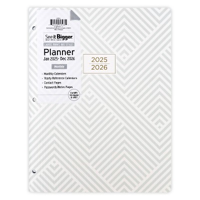 Planahead 2025-26 Monthly Planner 11"x8.5" See It Bigger Gray/white ...