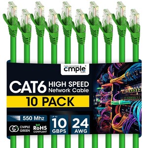 Cmple - 10 Pack Cat6 Ethernet Cable 3 ft Cat 6 Network Cables with RJ45 ...