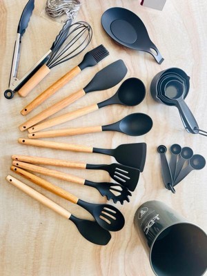 Lux Decor Cooking Utensil Set 35 Piece Silicone And Wood Kitchen ...