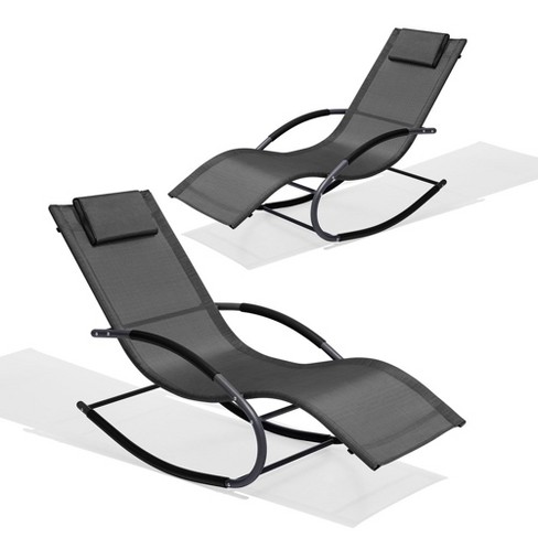 Crestlive Products 2pc Patio Rocking Chair Curved Rocker Chaise Lounge ...