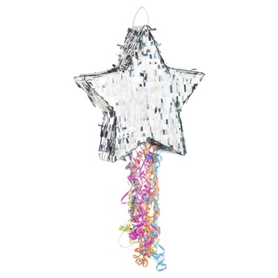 Blue Panda Silver Foil Star Pinata With Pull Strings For Birthday ...