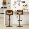 Vecelo Swivel Bar Stools Height Adjustable Wooden Barstools, Brown Set ...
