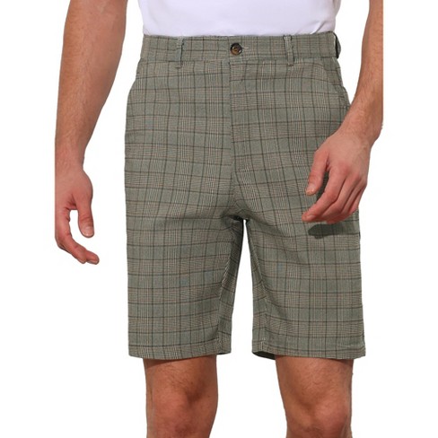Lars Amadeus Men's Flat Front Business Classic Plaid Chino Shorts : Target