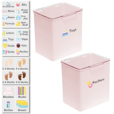 Mdesign Stackable Plastic Kids Supplies Organizer Box, 2 Pack + 32 ...