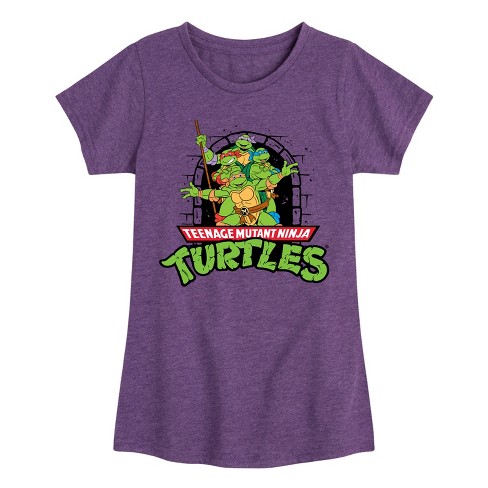 Girls' Teenage Mutant Ninja Turtles Logo Character Group Fitted Short ...