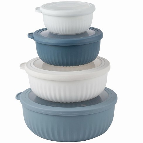 Cook With Color Wide Mixing Bowls With Lids 8 Piece Set Black Ombre ...
