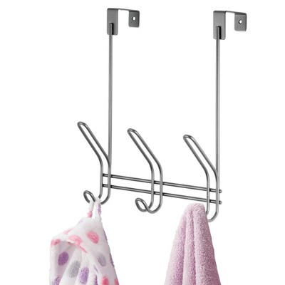mDesign Metal Over Door Hanging Storage Organizer Rack, 6 Hooks : Target