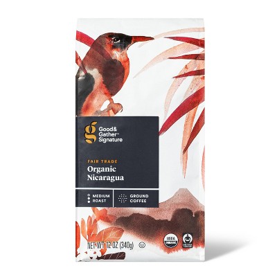 Signature Organic Nicaragua Medium Roast Ground Coffee - 12oz - Good ...