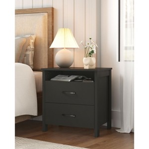 Farmhouse Nightstand with 2 Drawers, Rustic Wooden Nightstand with ...
