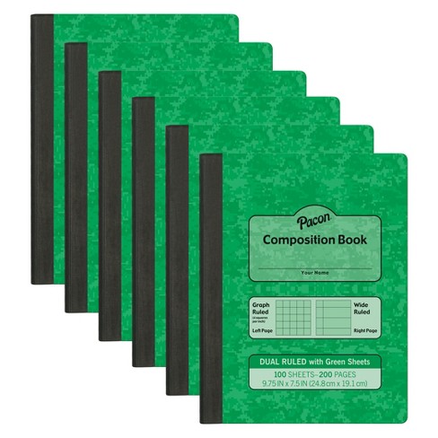 Pacon® Dual Ruled Composition Book, Green, 1/4 In Grid And 3/8 In (wide ...