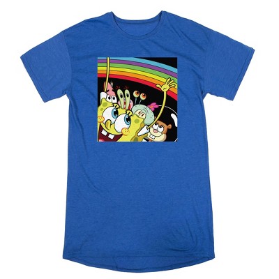 Spongebob Squarepants Characters and Rainbow Women’s Royal Blue T-shirt ...