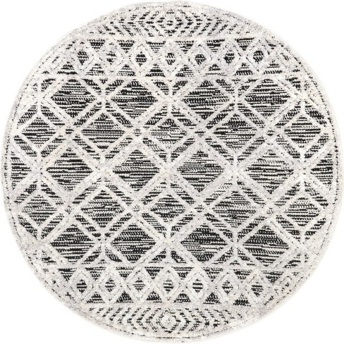 Nuloom Ansley Moroccan Lattice Tassel Area Rug, Round 6', Gray : Target