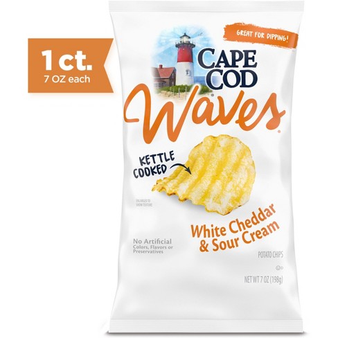 Cape Cod Waves Potato Chips, Wavy Cut White Cheddar & Sour Cream Kettle ...