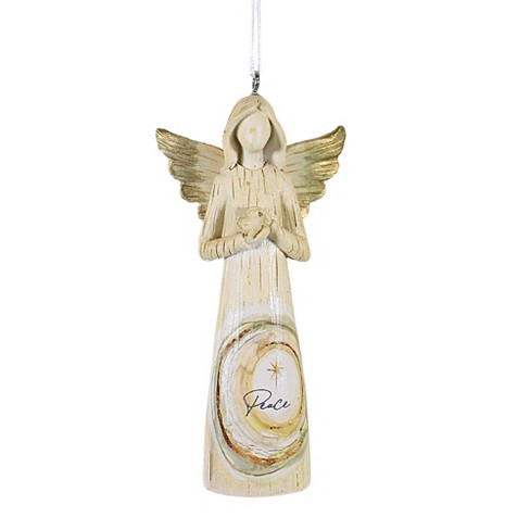 Ganz 4.25 In Wood-look Angel Ornament Inspirational Tree Ornaments : Target