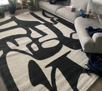 5'x7' Abstract Inkblot Rug Black/white - Threshold™ : Target