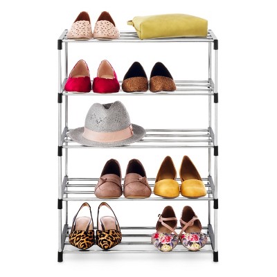 Whitmor 4 Tier Extendable Shoe Rack Black: Steel Frame, Holds 24 Pairs ...