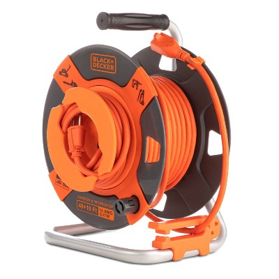 Black decker 50 Garden Cord Reel 14awg 4 Outlets Outdoor Extension Cord Reel 13 Amp 50ft 3 Conductors Black Target