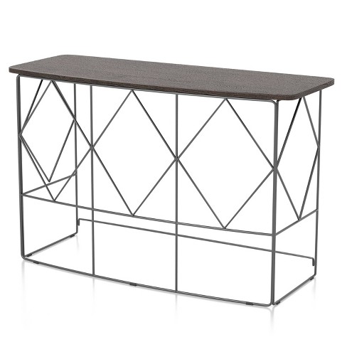 Drixol Rectangle Sofa Table Walnut - Mibasics: Steel Frame, Mdf & Wood ...