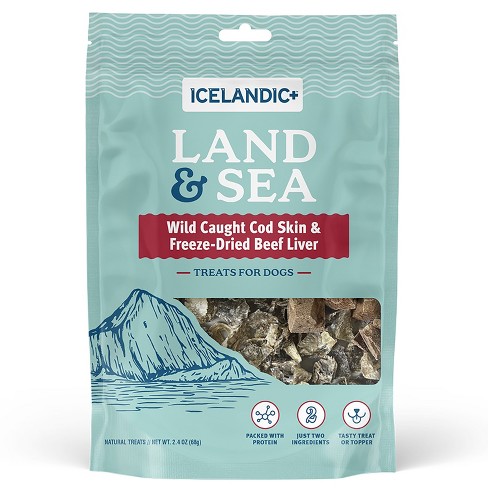 Icelandic+ Land & Sea: Wild Caught Cod Skin & Freeze-dried Beef Liver ...