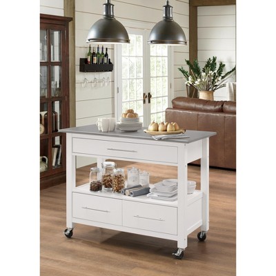 Xiyuyeu Portable Kitchen Island On Wheels With Stainless Steel ...