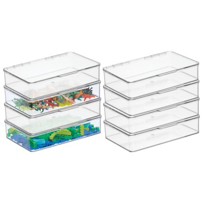 mDesign Plastic Stackable Storage Bin with Hinged Lid - 8 Pack : Target