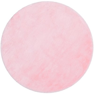 Well Woven Faux Fur Shag Super Soft Mat 5'10" Round Light Pink Area Rug ...