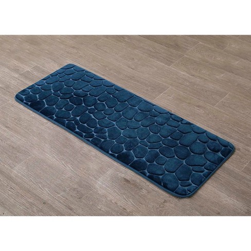 Evideco French Home Goods Navy Blue Bath Rug Runner Mat Memory Foam 3d ...
