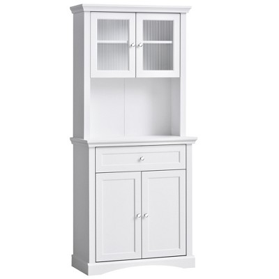 Homcom 71" Kitchen Pantry, Freestanding Buffet With Hutch With 3 ...