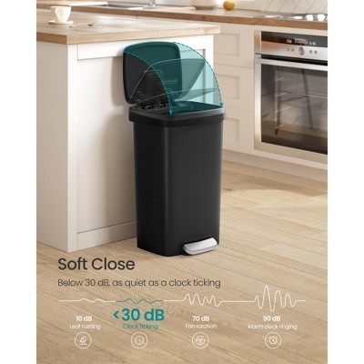 12-Gallon Kitchen Trash Can with Soft-Close Lid, Stainless Steel Pedal ...