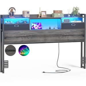 Aheaplus Storage Headboard With Power Outlet And Rgb Led Lights, Head ...