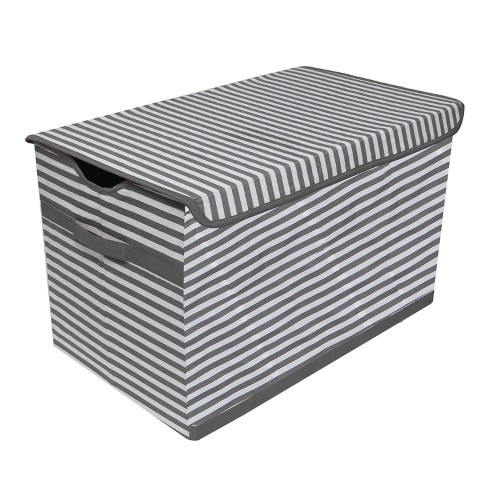 Bacati - Pin Stripes White/gray Storage Toy Chest : Target