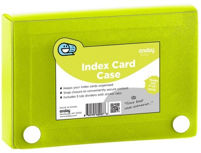 Enday 3" X 5" Index Card Case Holds 5 Tab Dividers, Green : Target