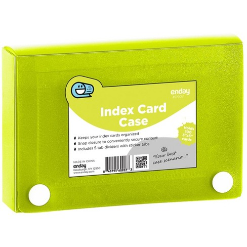 Enday 3" X 5" Index Card Case Holds 5 Tab Dividers, Green : Target