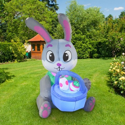Gemmy Airblown Inflatable Easter Bunny With Decorated Egg, 4 Ft Tall ...