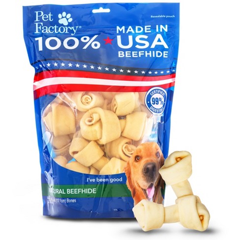 Pet Factory Made In Usa Beefhide Bones Natural Flavor - 4", 18 Count ...